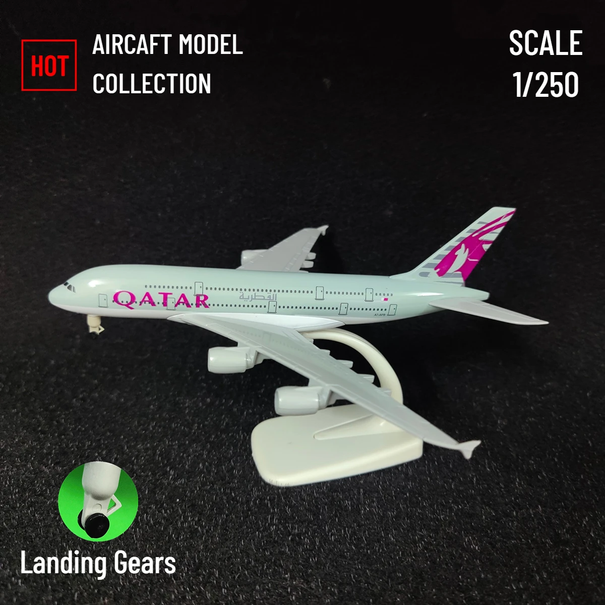 Scale-1-250-Metal-Aircraft-Model-Replica-Qatar-Airlines-A380-Airplane ...