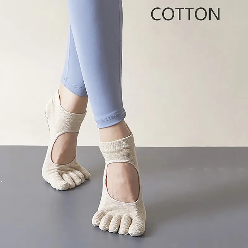 Cotton-5-finger-Odor-Heel-Toe-Socks-Gym-Fitness-Sports-Socks-Non-slip ...