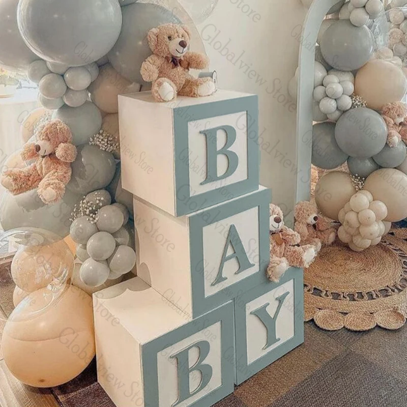 30cm-Baby-Boxes-Smoky-Blue-Baby-Blocks-Baby-Shower-Decorations-DIY ...