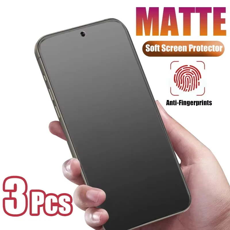 3Pcs Matte Screen Protectors for iPhone 14 15 16e 16 Pro Max 17 Air 11 ...