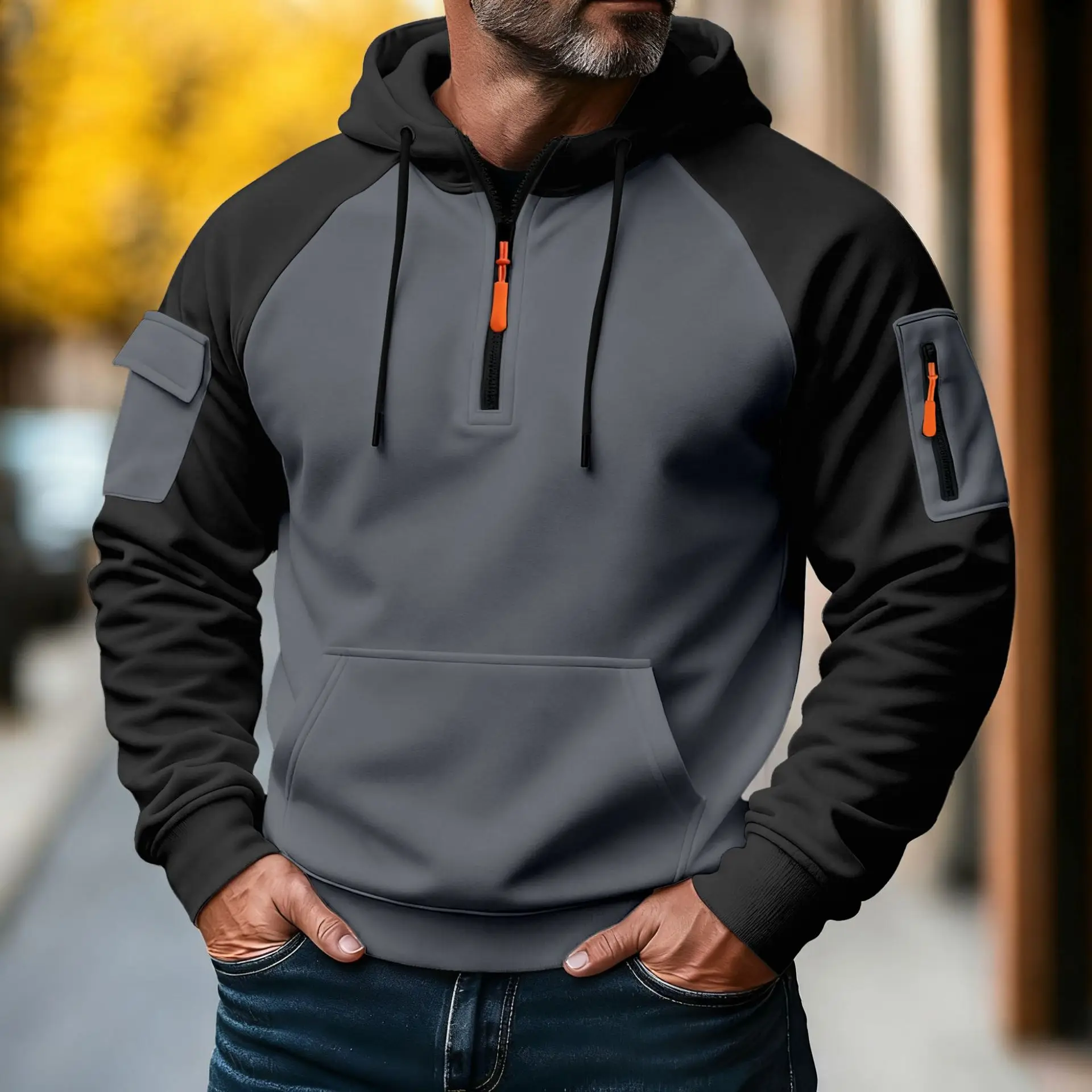 Spring and Autumn Men's Fashionable workwear casual sporty zipper long ...
