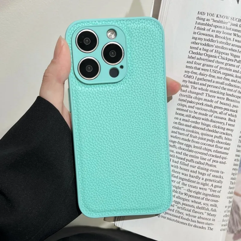 Mint-Green-Lychee-Texture-Leather-Case-For-For-iPhone-15-14-13-12-11 ...