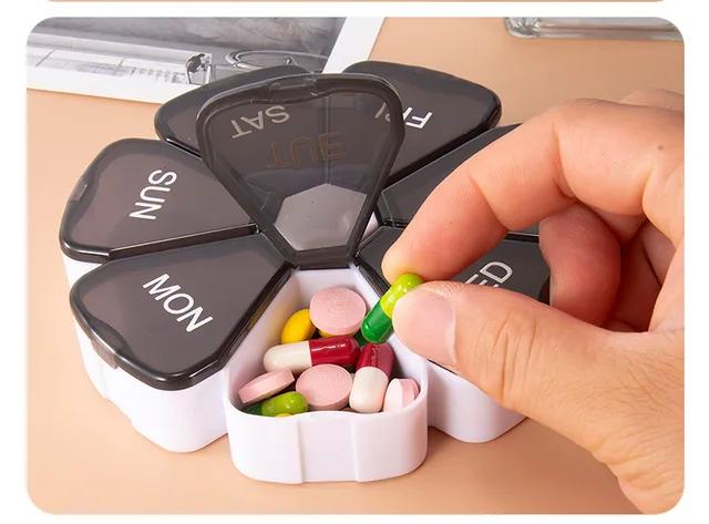 7 Days Medicine Pill Box Mini Round Portable Travel Storage Vitamin Box ...