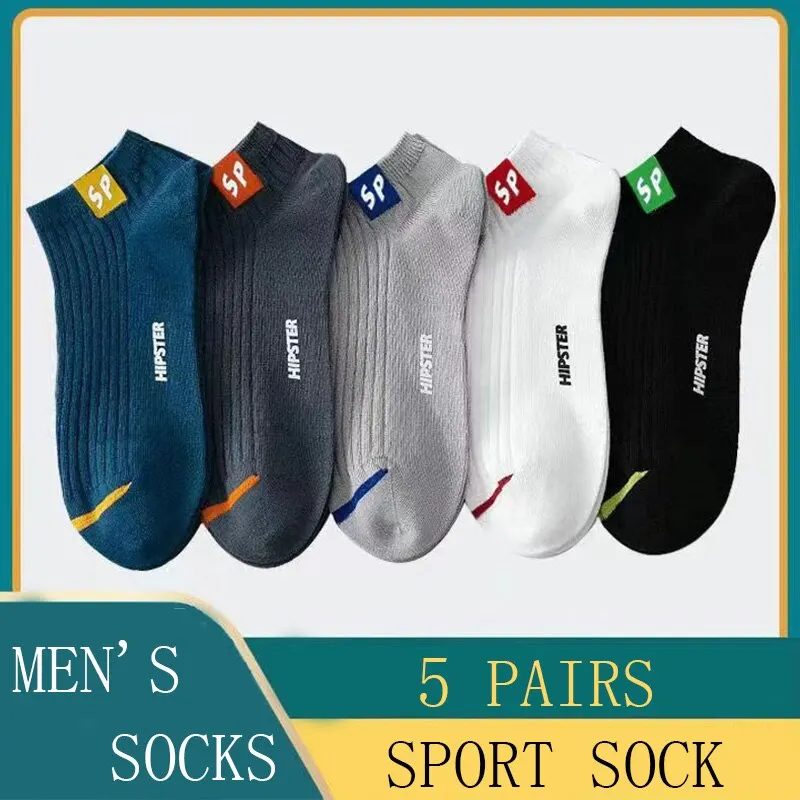 5-Pairs-Mens-Letters-SP-Short-Socks-Spring-And-Summer-Shallow-Low-Top ...