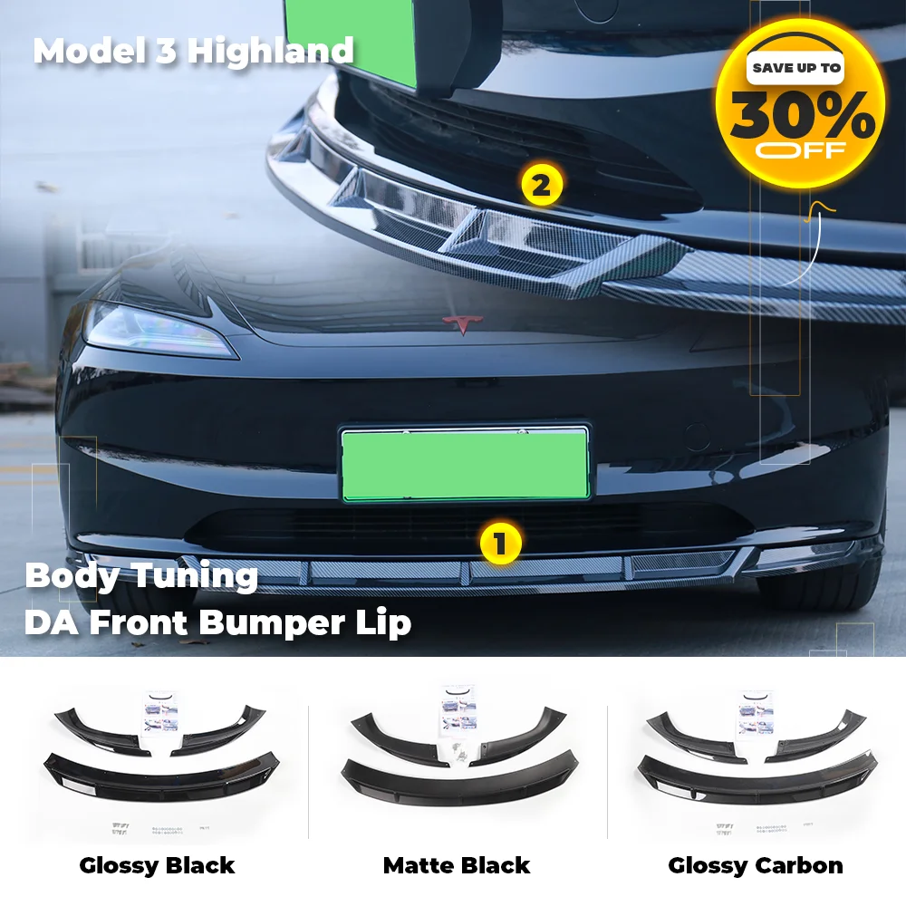 DA-Style-Model-3-Highland-Front-Bumper-Lip-Guard-Front-Spoiler-Carbon ...