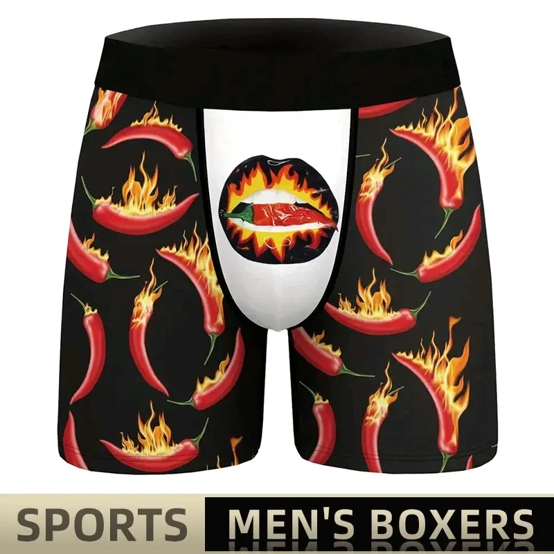 Men-Sports-Boxers-Underwear-Underpants-Sport-Black-M-L-XL-Chili-Red-Lip ...