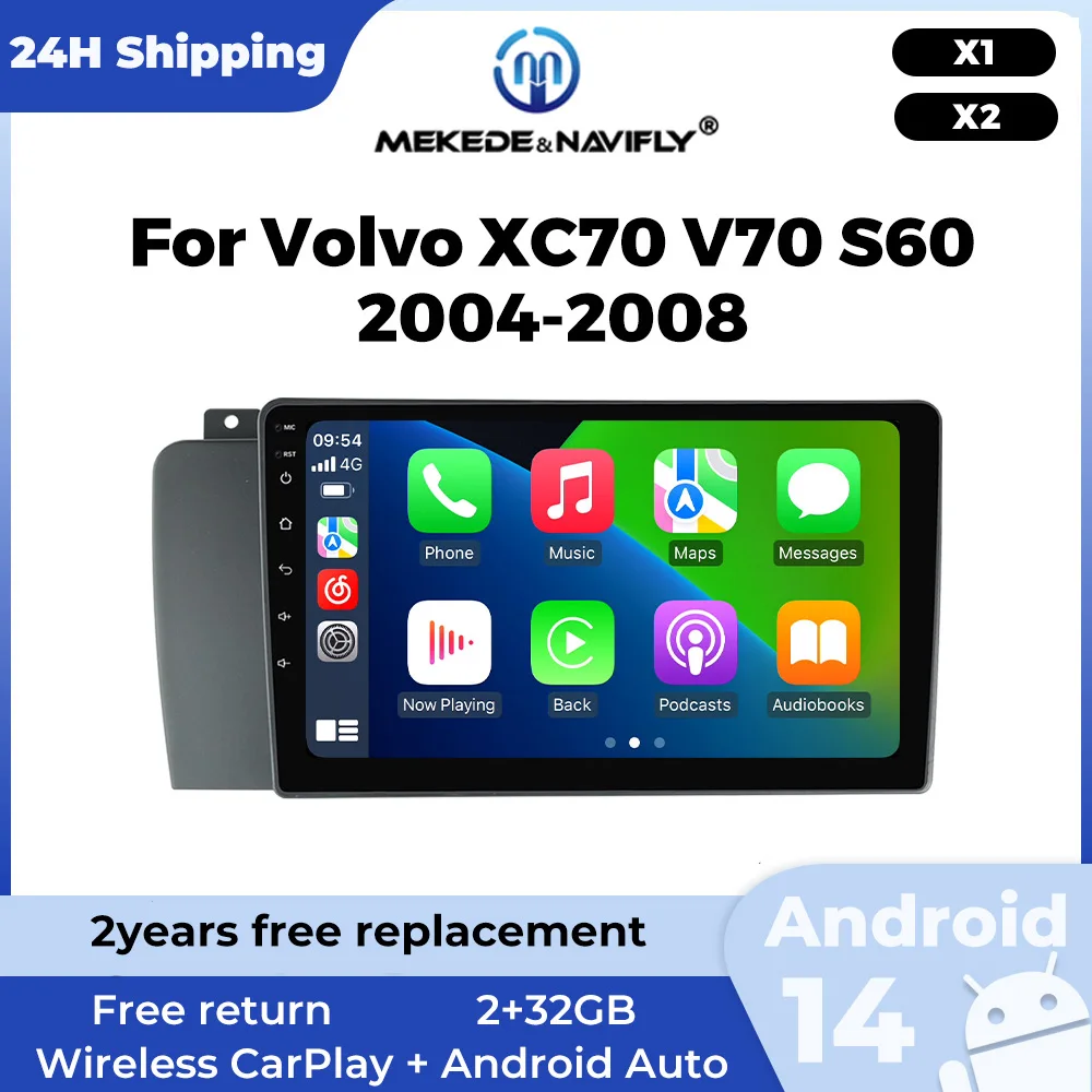 MEKEDE 9''Android 14 Radio de coche para Volvo XC70 V70 S60 2004-2008 ...