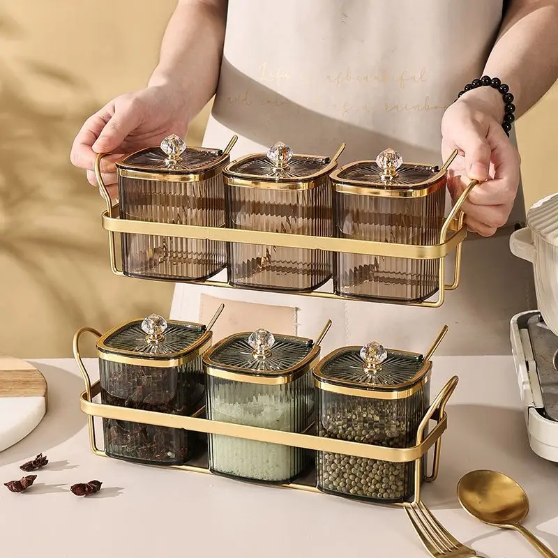 Creative-Transparent-Stripe-Kitchen-Spice-Jar-Spice-Chili-Jar-Gold ...