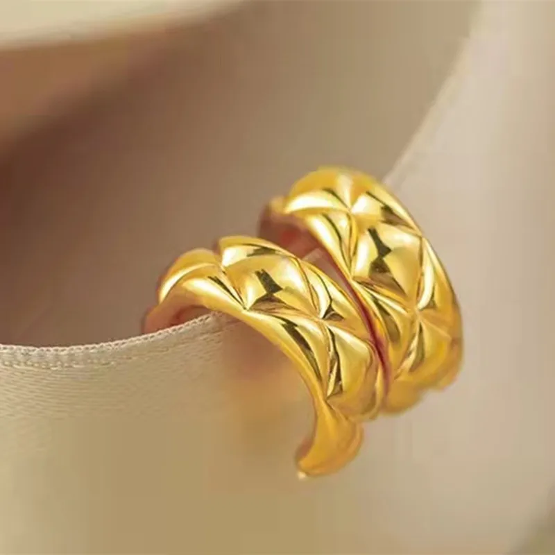 Real Gold Yellow Earrings 18k Import Solid Yellow Gold Jewelry (au750) Women Simple Base Metal ...