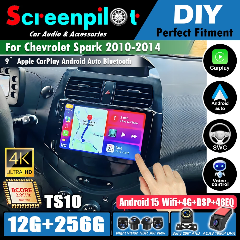 Android 15 Car Radio For Chevrolet Spark 2010 2011 2012 2013 2014 Video ...
