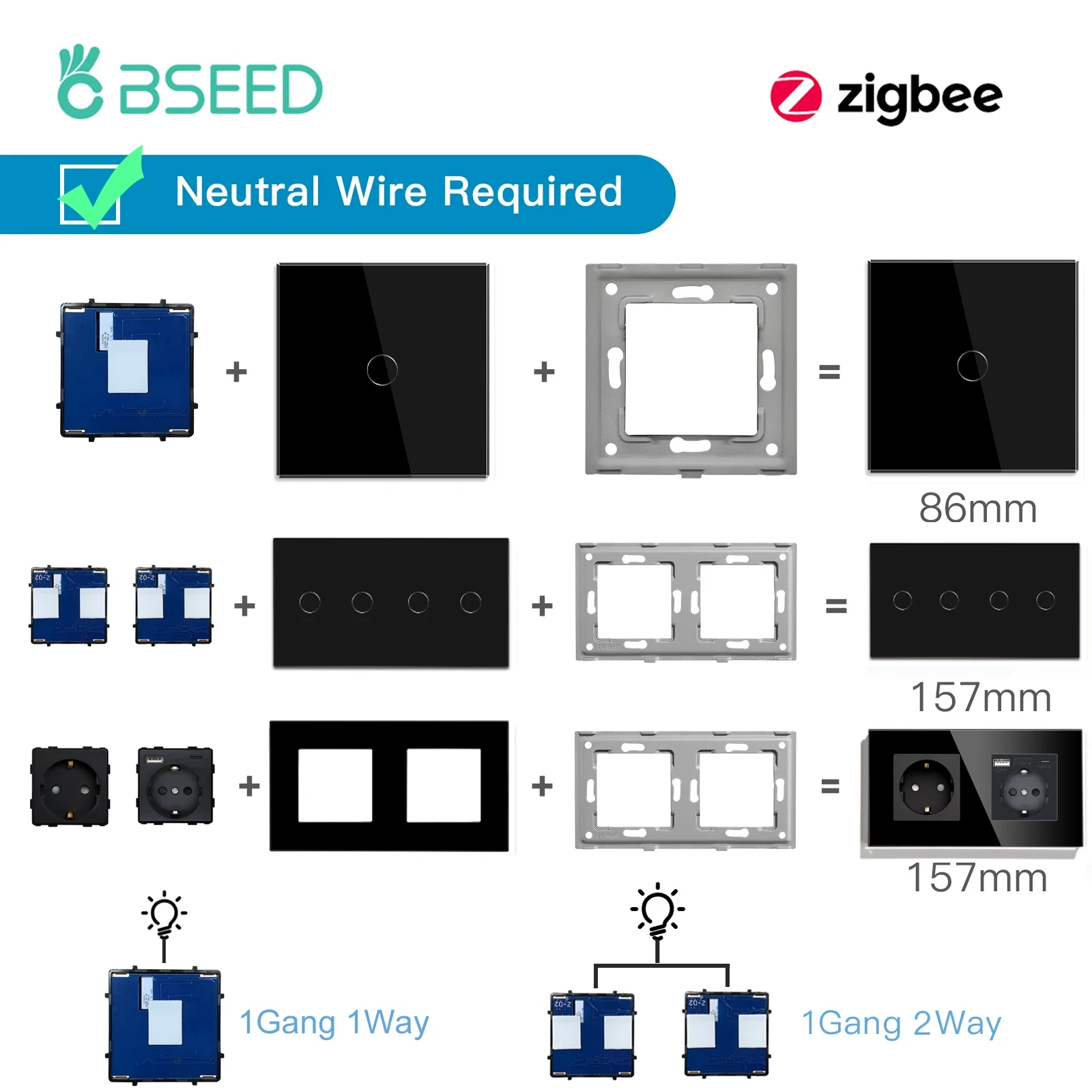 BSEED-ZigBee-Switches-Parts-Glass-Panel-Touch-Switches-Screen-Socket ...