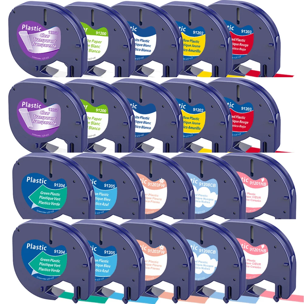5pk-20pk-91330-12mm-Label-Tape-Compatible-For-Dymo-Letratag-Refills ...
