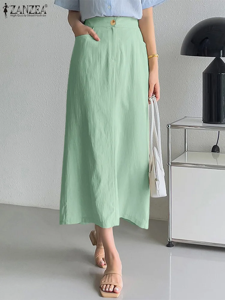 ZANZEA-Fashion-Solid-Long-Skirts-Women-High-Waist-Maxi-Vestidos-Female ...