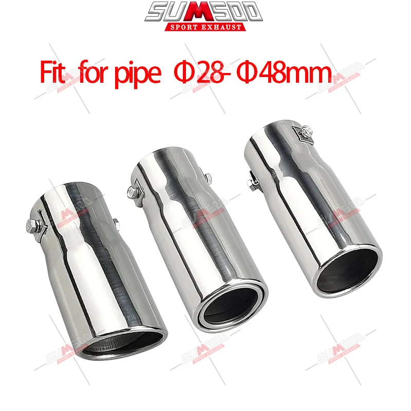 Car Tail Rear Chrome Round Exhaust Pipe Tail Muffler Tip Stainless ...