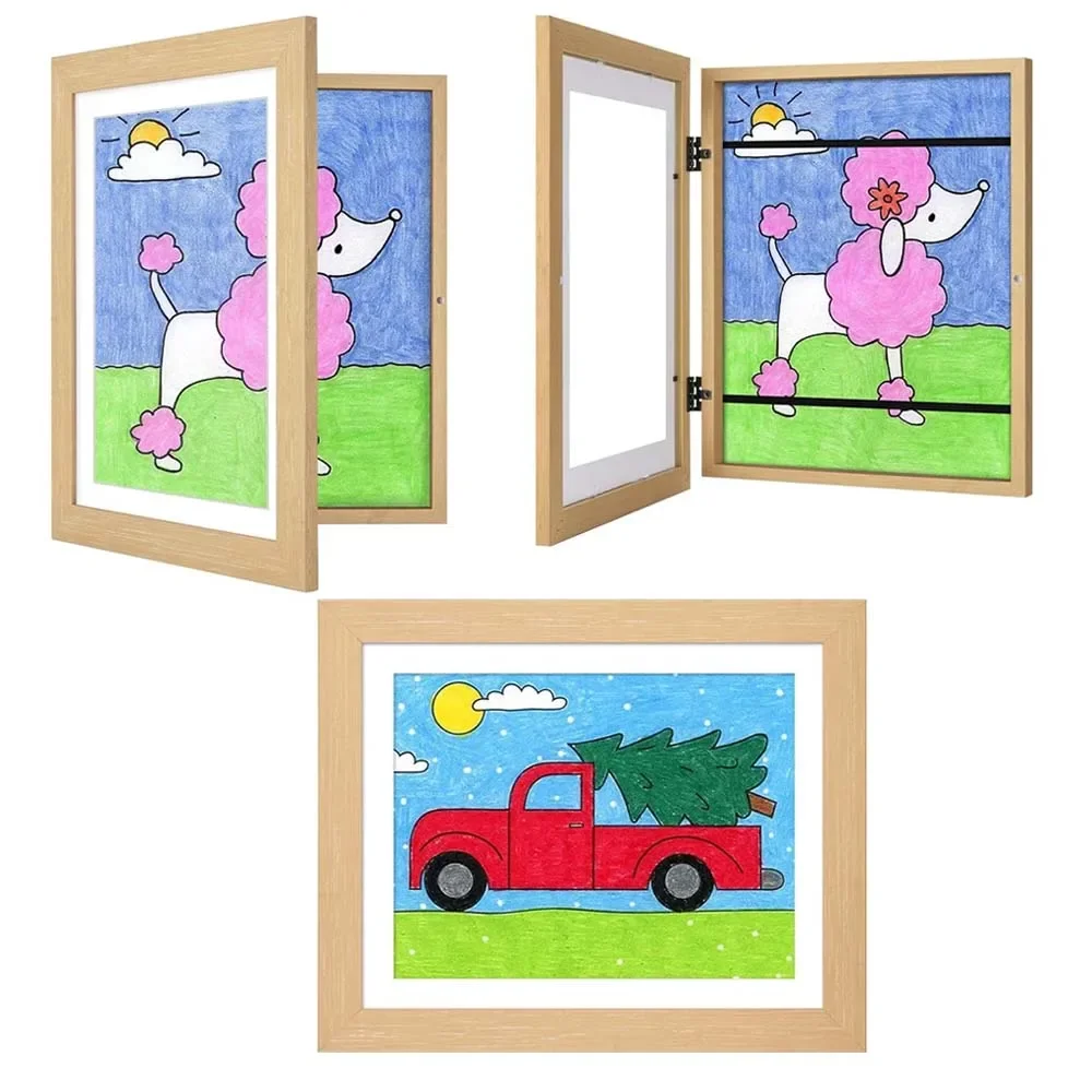 Children-Drawing-Frames-Wooden-Replaceable-Photo-Display-for-Poster ...