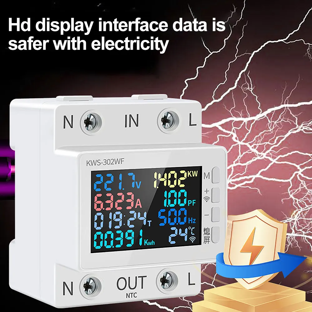 WIFI-APP-Digital-Energy-Meter-Tester-Rail-Electricity-Usage-Monitor-AC ...