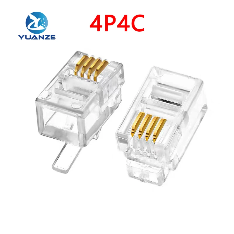 50Pcs-Crystal-Head-RJ11-4P4C-Modular-Plug-Gold-Plated-Brand-New-Network ...