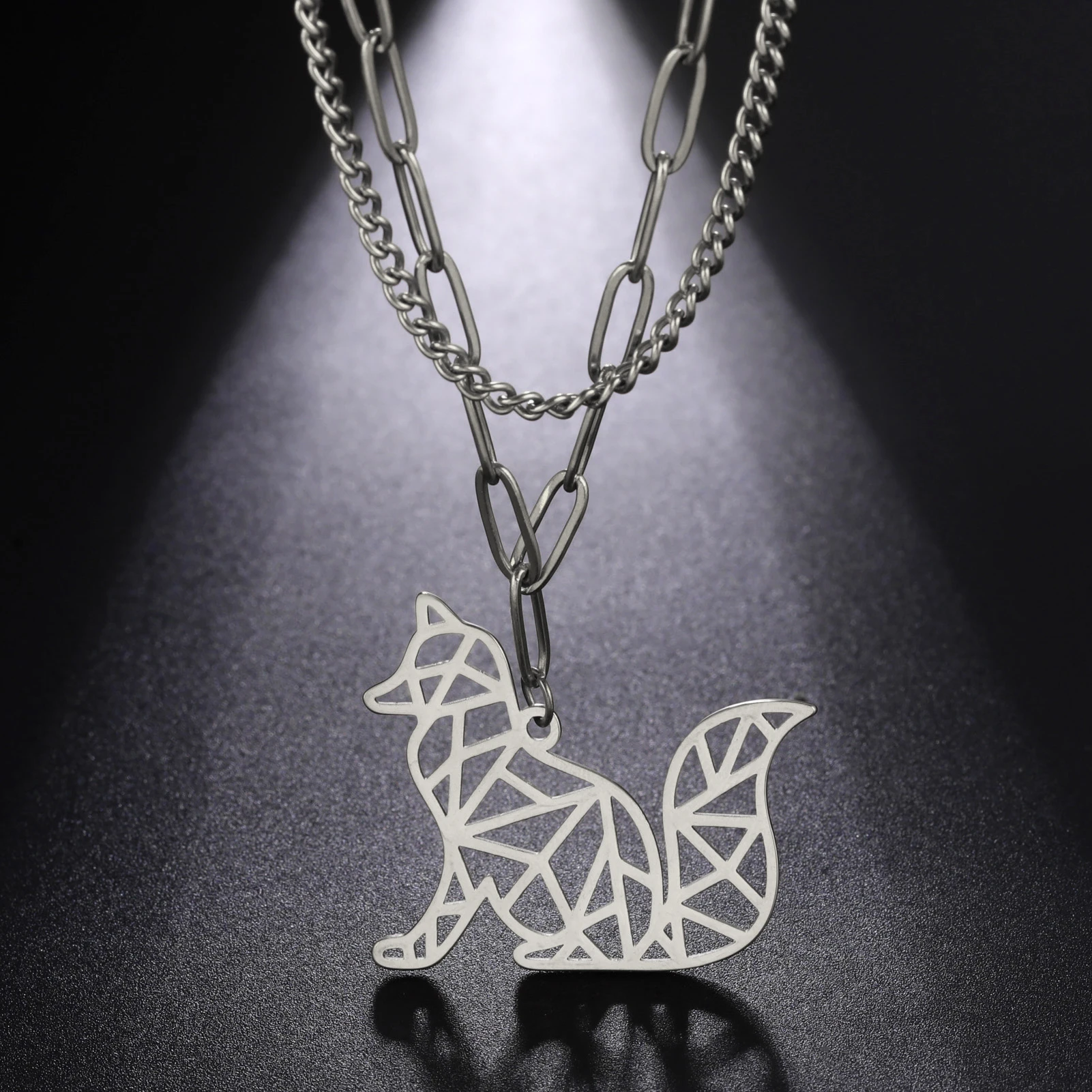 My-Shape-2-Layers-Fox-Necklaces-for-Men-Women-Animal-Stainless-Steel ...