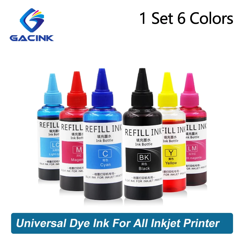 Dye Ink 100ml*6 Refill Kit Ink Universal For Epson For Hp For Canon For Brother Inkjet Printer ...