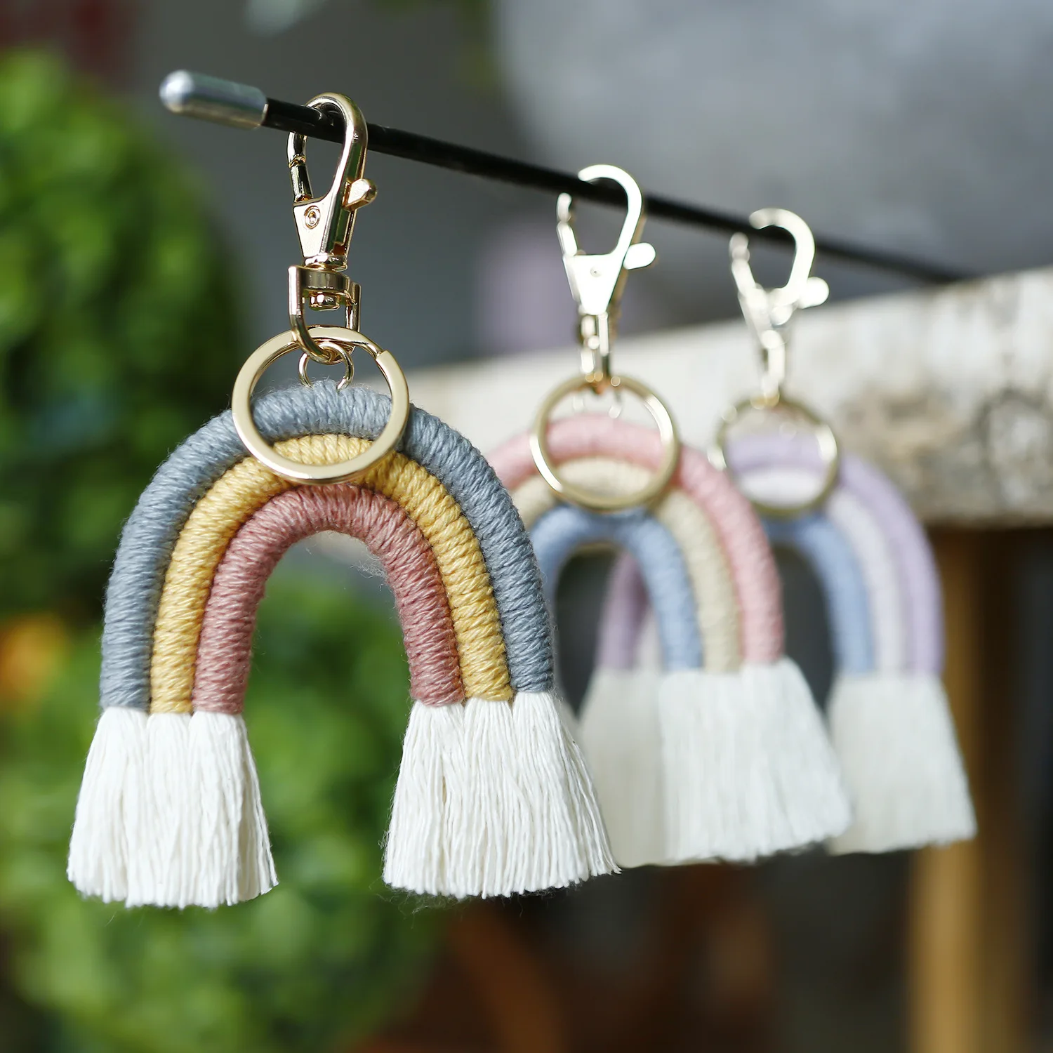 Bohemia-Rainbow-Tassels-Keychains-Handmade-Weaving-Car-Hanging ...