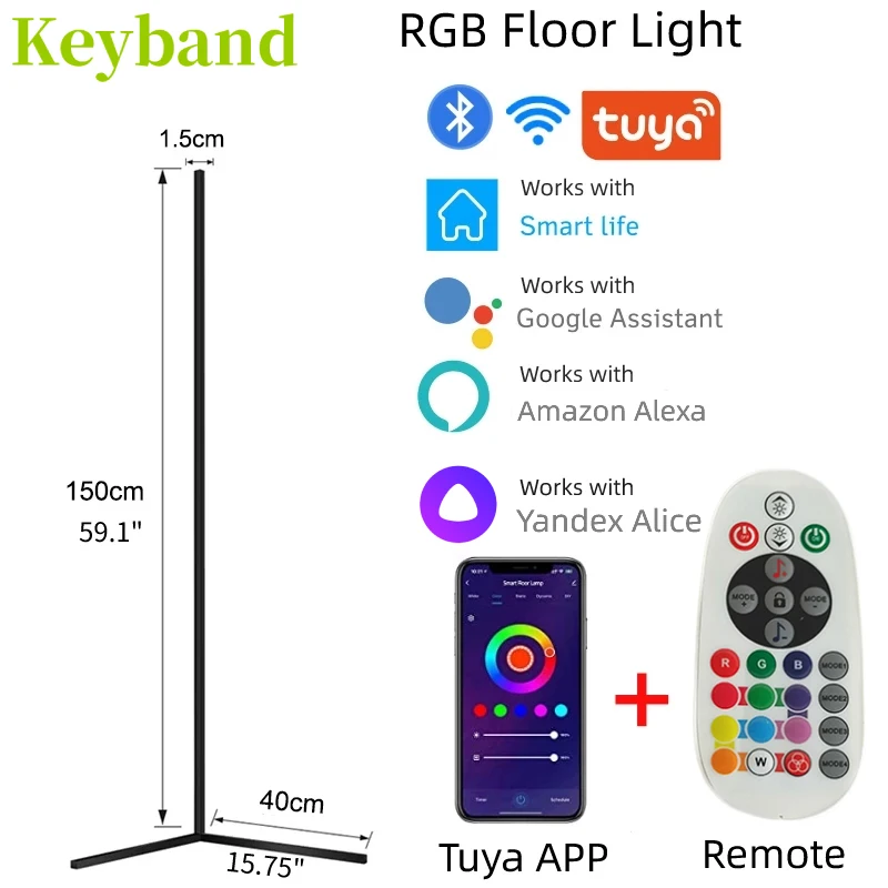 Tuya Wifi Rgb Corner Lamps With Remote Home Deco Led Floor Stand ...