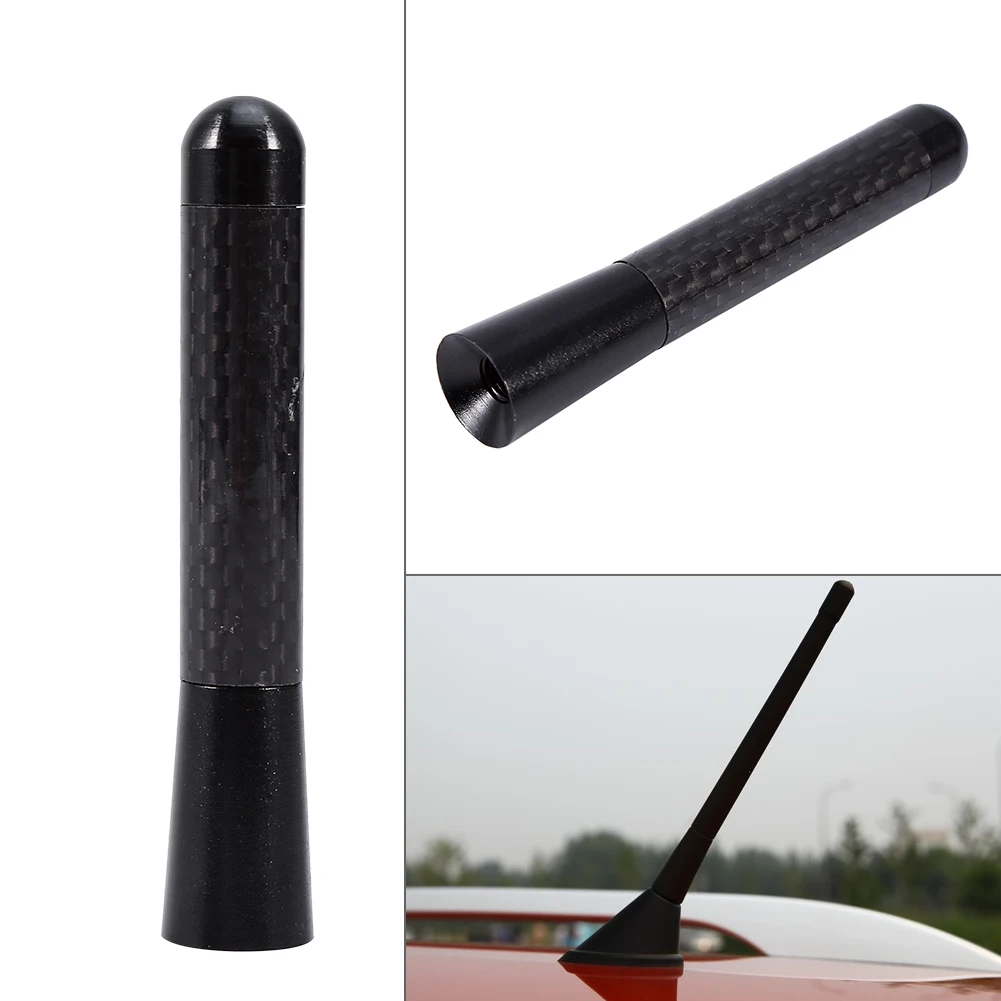 80mm-120mm-Black-Carbon-Fiber-Screw-Aluminum-Car-Short-Antenna-Set ...