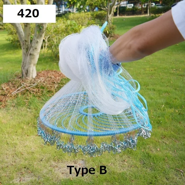 New Steel Chain Fishing Net Small Mesh Hole Hand Cast Fishing Net 4.2M ...