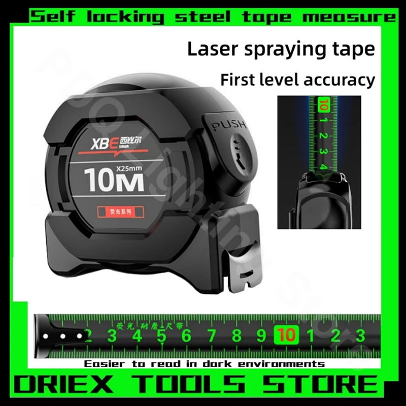 Self-locking-Steel-Tape-measure-black-Fluorescent-tape-5M-High ...