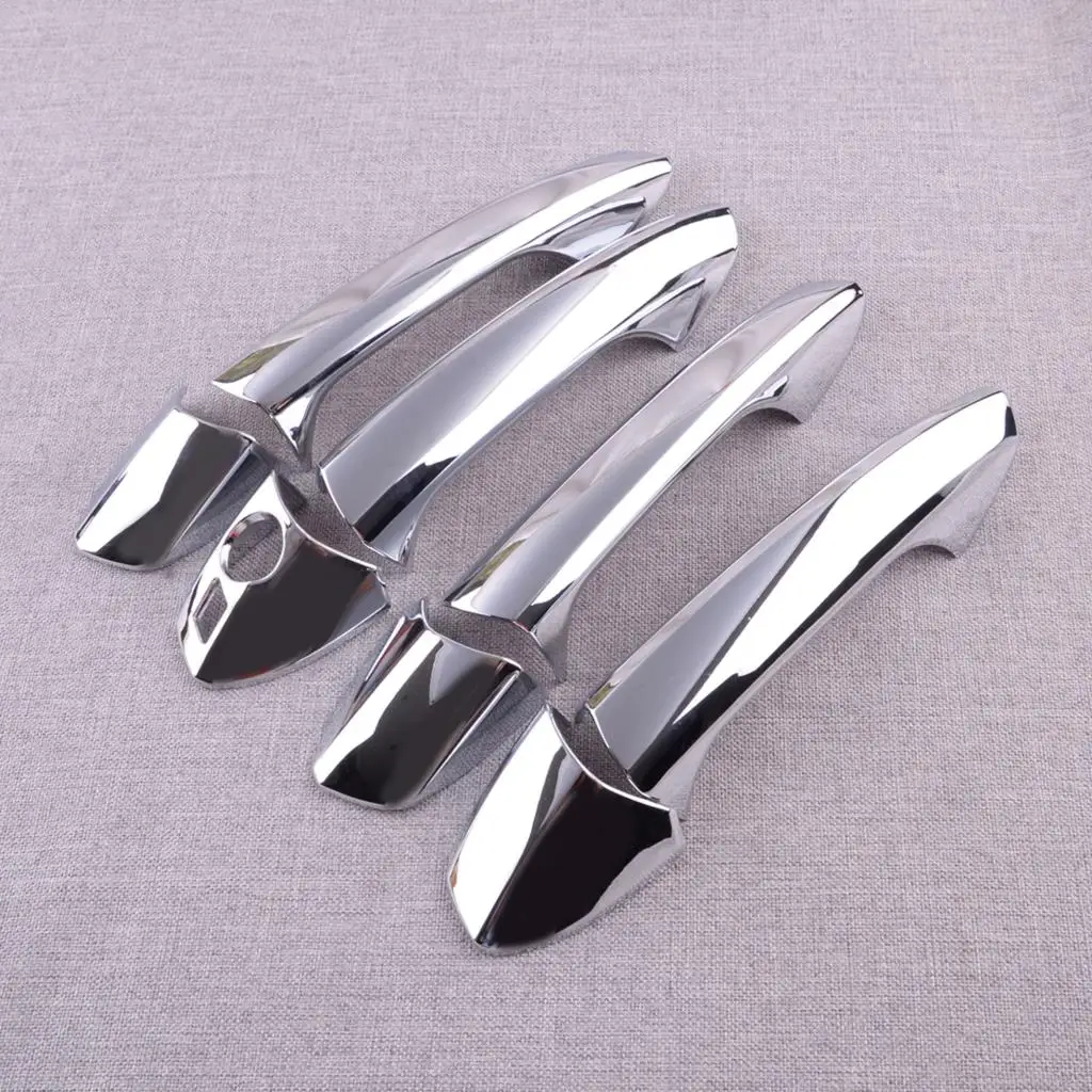 Silver Chrome Exterior Door Handle Cover Trim Cap Kit LHD Fit for ...