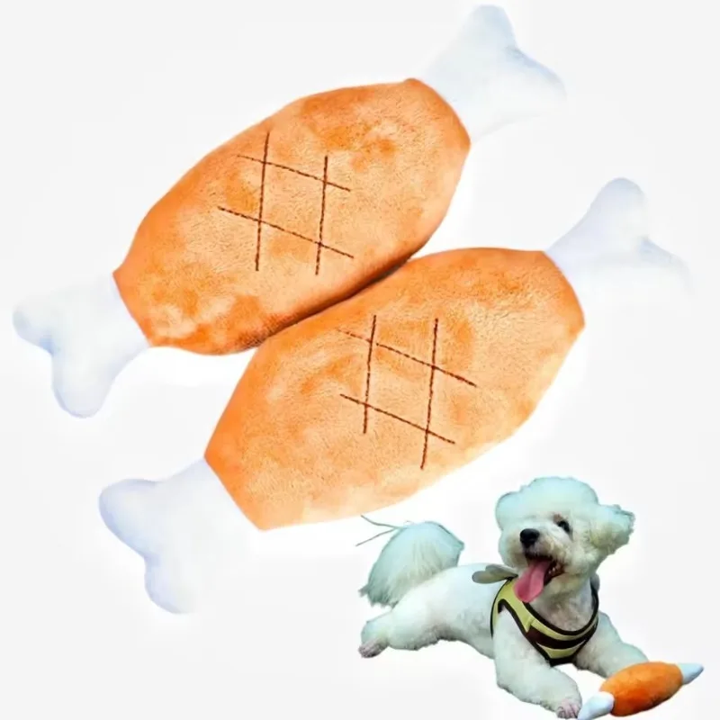 Dog Squeaky Toy Chicken Legs Bone Shape Pet Dog Plush Toy for Small ...