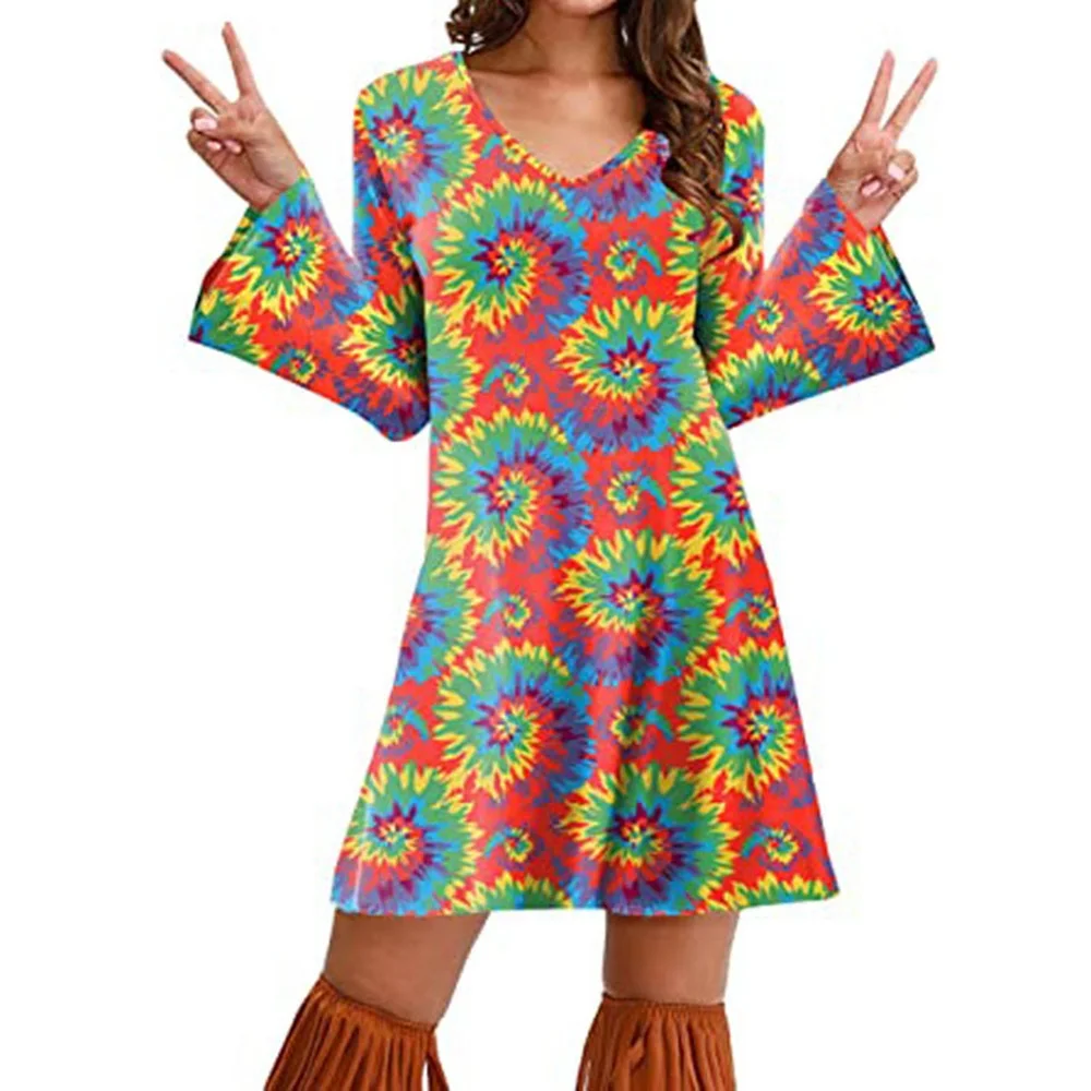 hippie Hip Hop Dancer Cosplay disco dress Retro 1970s Costume Carnival ...