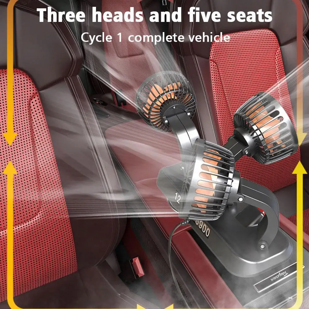 Araba fanı üç kafalı otomotiv elektrikli Fan USB/12V/24V Fan 2 hızları ...