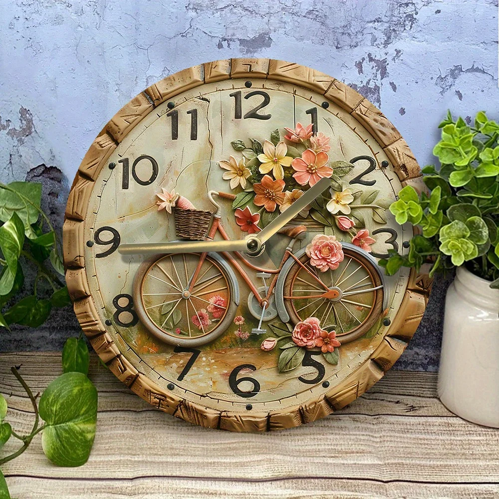 DIY-Wall-Clock-Kit-with-High-Definition-Bicycle-and-Flowers-2D-Print ...