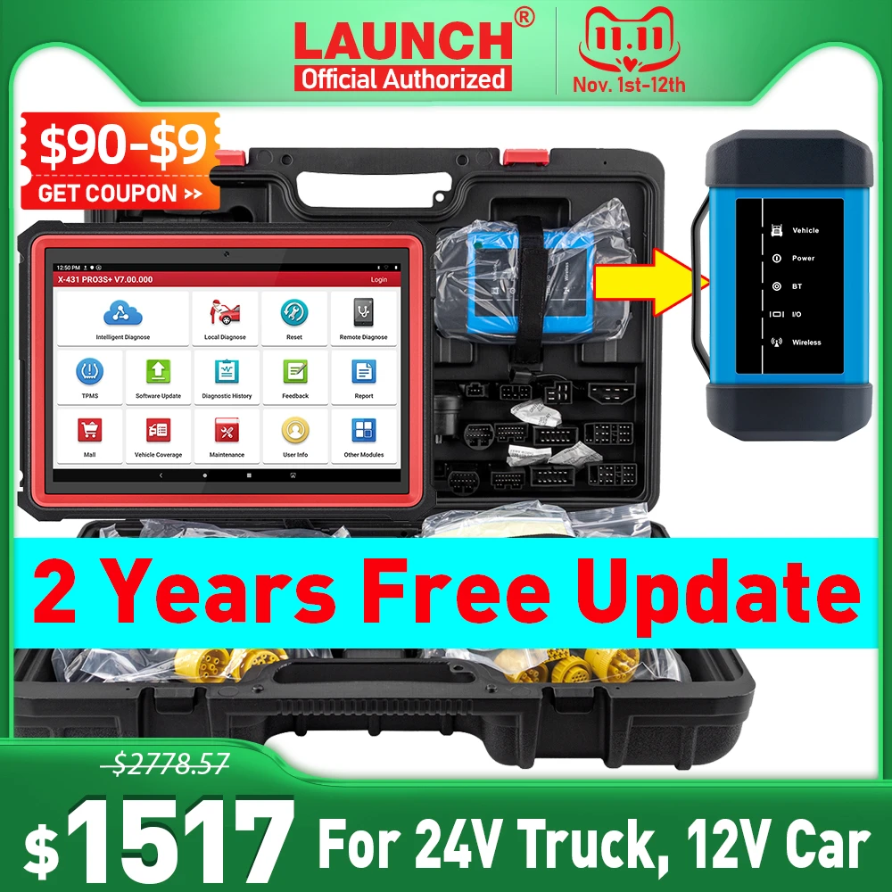 Launch X431 Pro3s+ Hdiii 12v/24v Car Truck Diagnostic Tool Auto Obd Obdii Code Reader Full ...