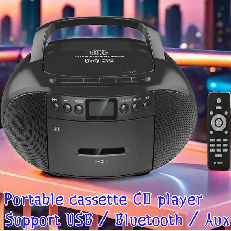 CD-and-Cassette-Player-ComboX-CD-Player-Bluetooth-Boombox-AM-FM-Radio ...