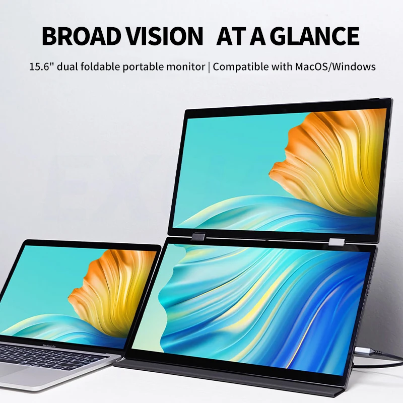 15-6-Folding-Dual-Screen-Portable-Monitor-Type-C-All-in-One-Laptop ...
