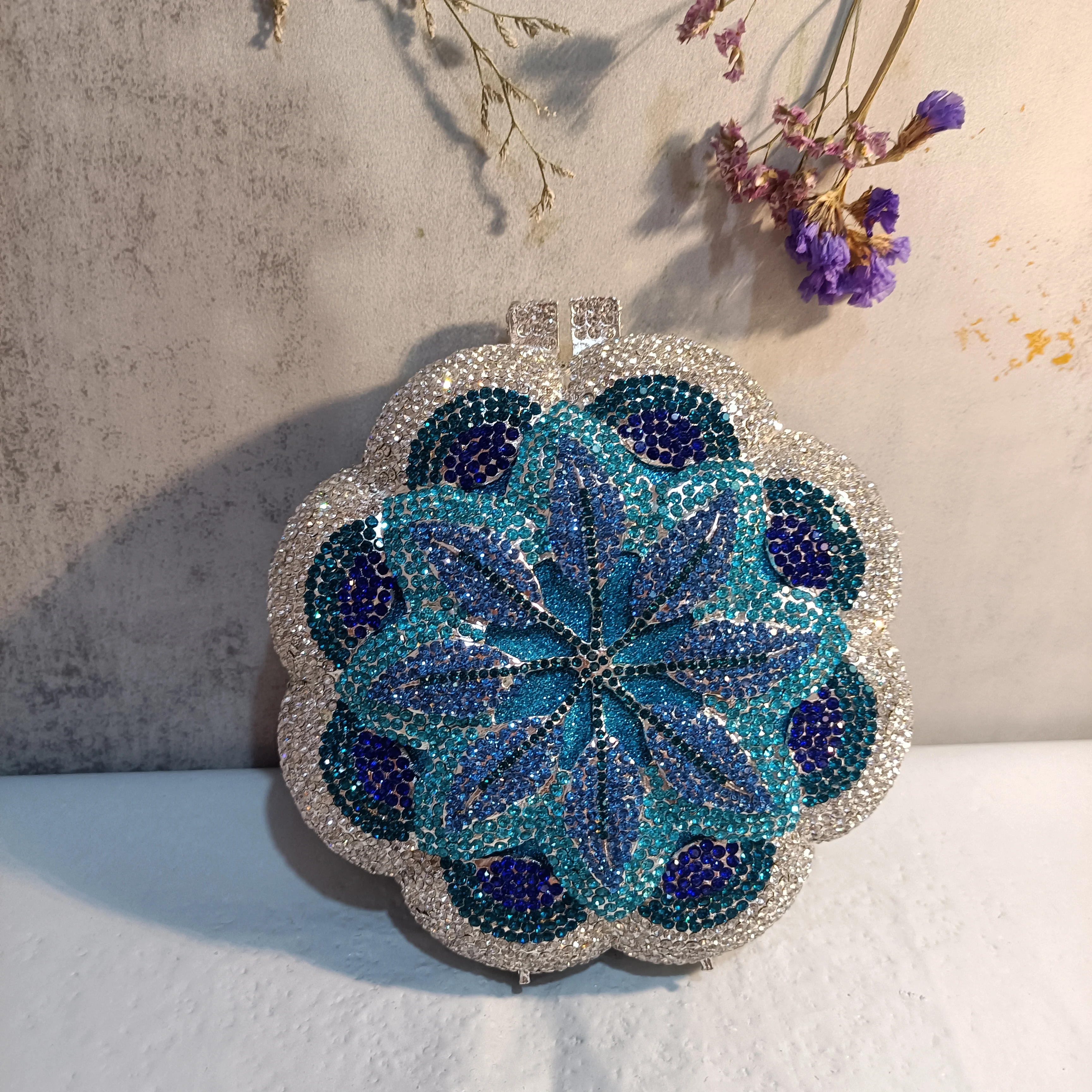 Multicolored-Women-Stones-Flower-Clutch-Purse-Evening-Bags-Wedding ...