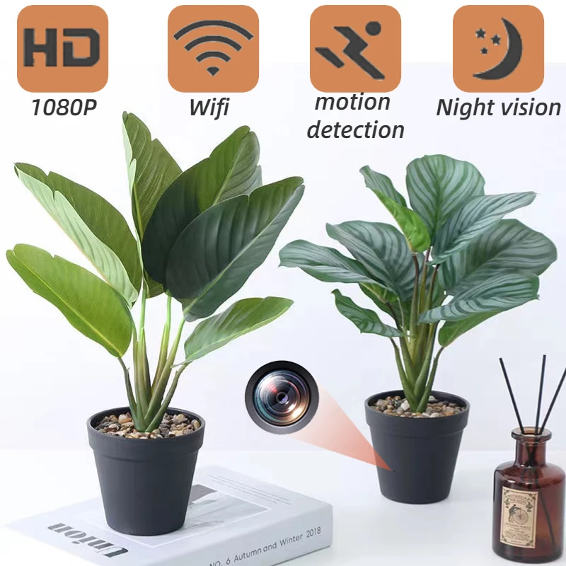 Câmera HD Mini Planta Artificial, Câmera Bonsai, Wi Fi, Pequena Árvore ...