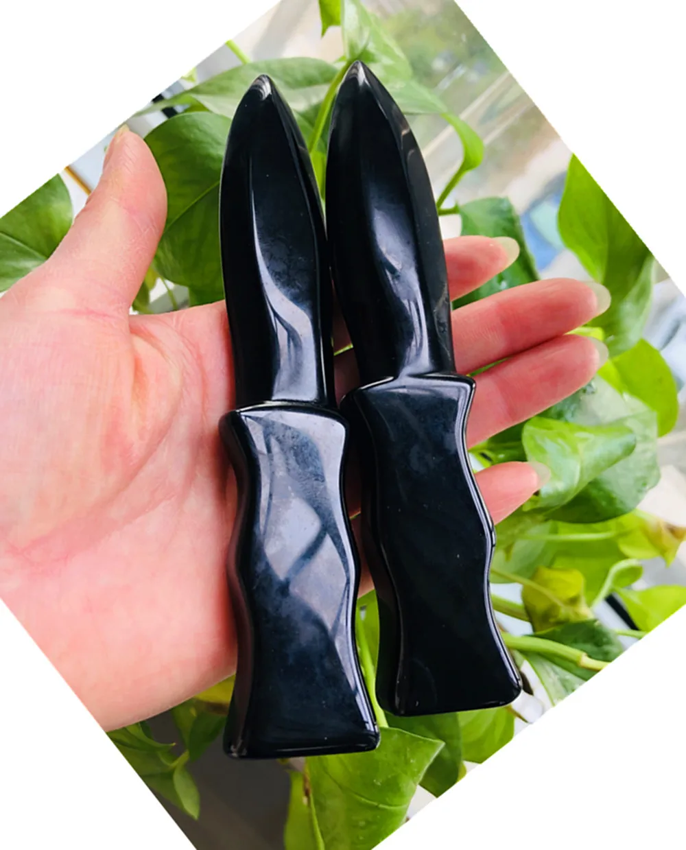 Natural-quartz-Crystal-Dagger-Hand-carved-crystal-color-obsidian-knife ...