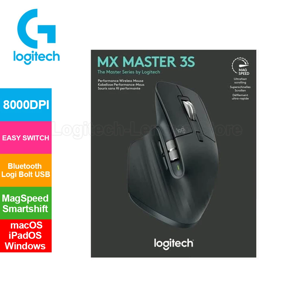 Logitech MX Master 3S Performance Mouse sem fio, 8000DPI, BLUETOTH ...