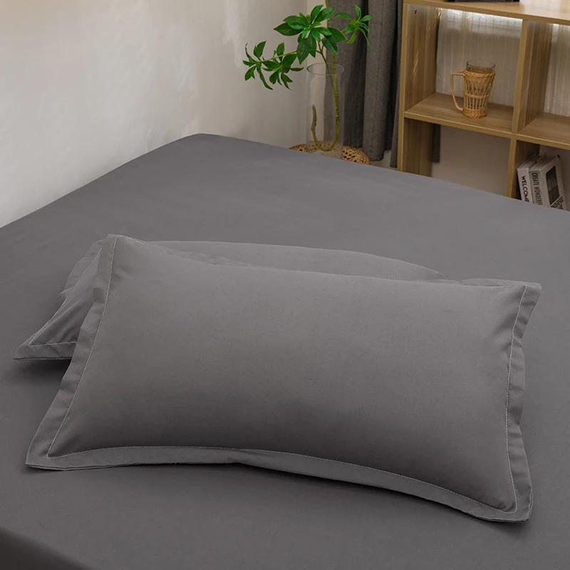 Washed 2pcs Solid Color Pillowcases Home Bedding Decorative Pillow ...