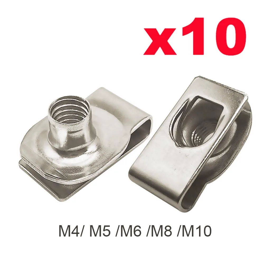 10pcs-304-Stainless-Steel-U-Type-Clips-with-Thread-M8-M6-M5-M4-Reed-Nut ...