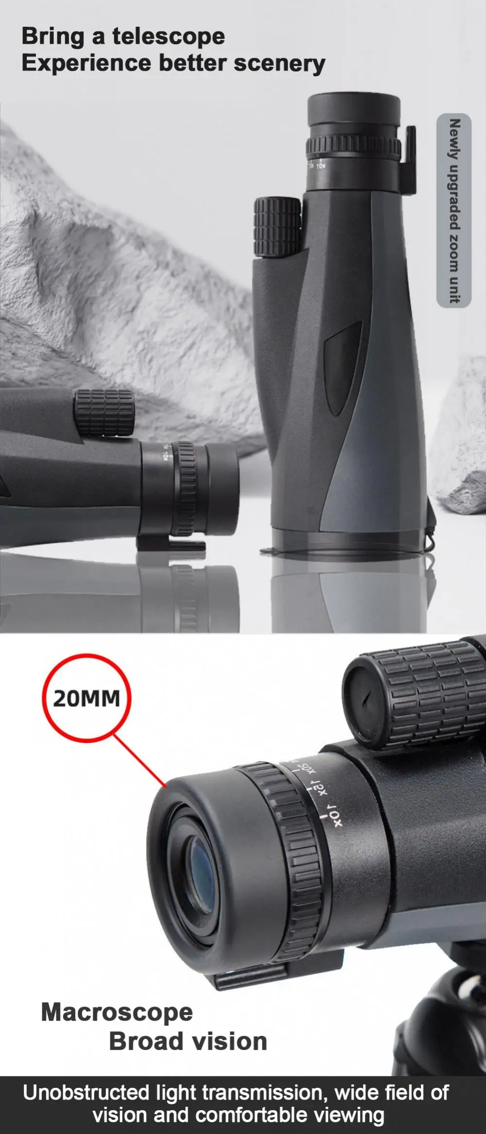10-30x60 Monocular Telescope 1000M Long Range Glasses Zoom Bak4 Prism ...
