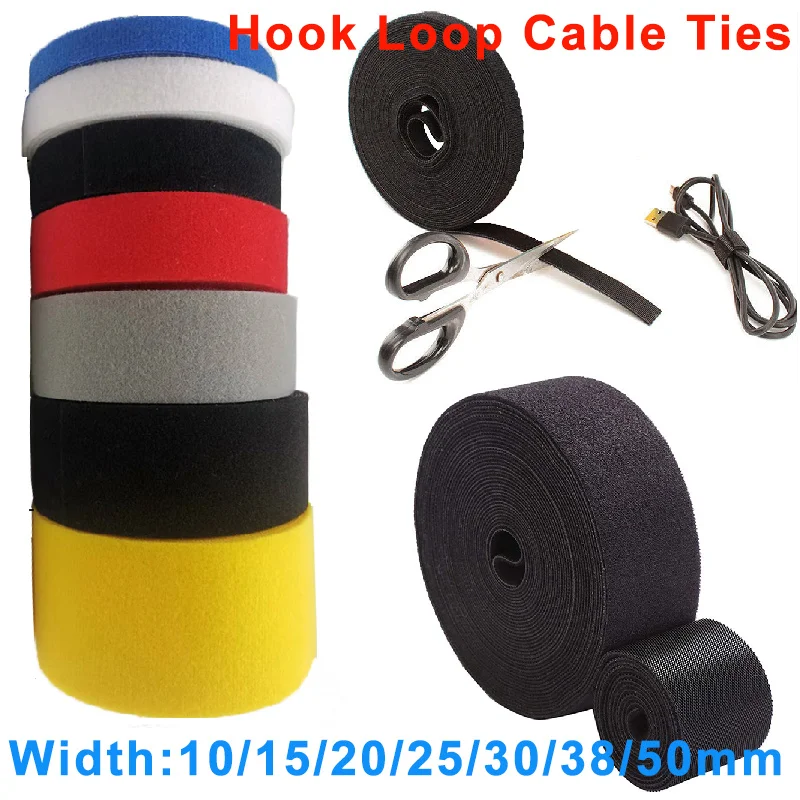 5M/Roll Reusable Fastening Tape Cable Ties Roll Double Side Hook Roll ...