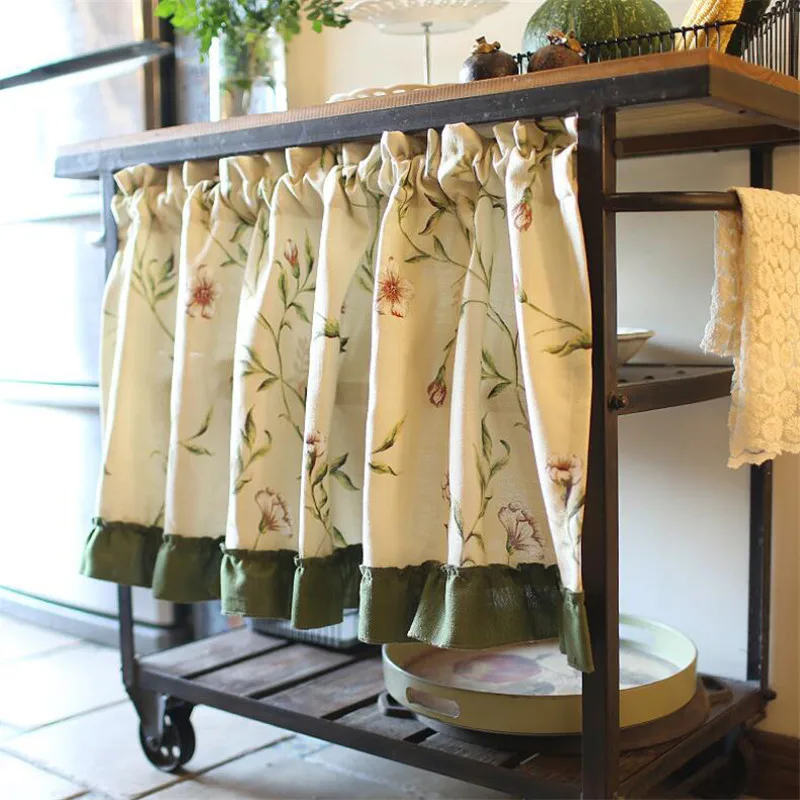 Media-cortina-con-estampado-Floral-cortina-corta-para-ventana-de-cocina ...