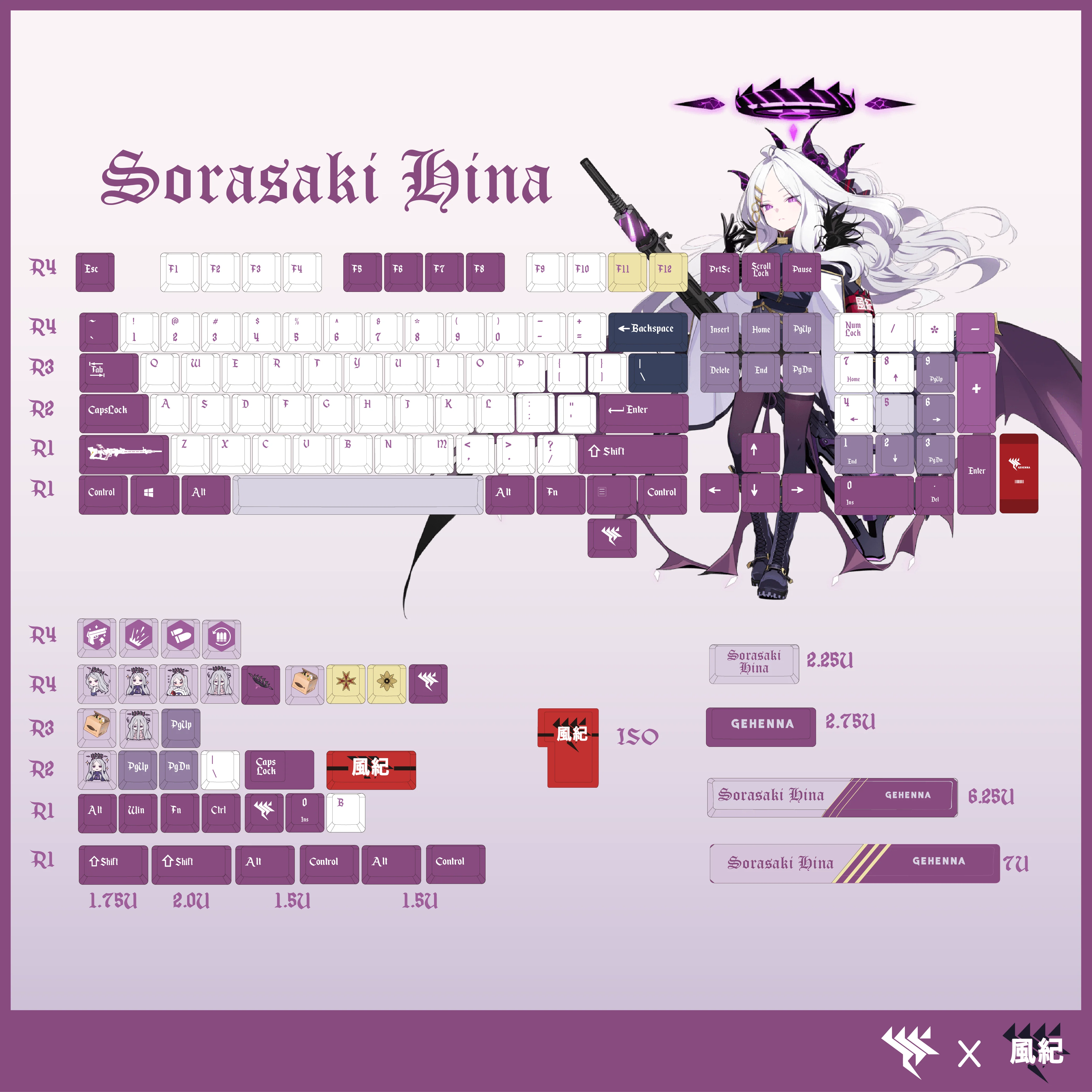 140-Keys-Set-Blue-Archive-Sorasaki-Hina-PBT-Keycaps-Anime-Games-Beauty ...
