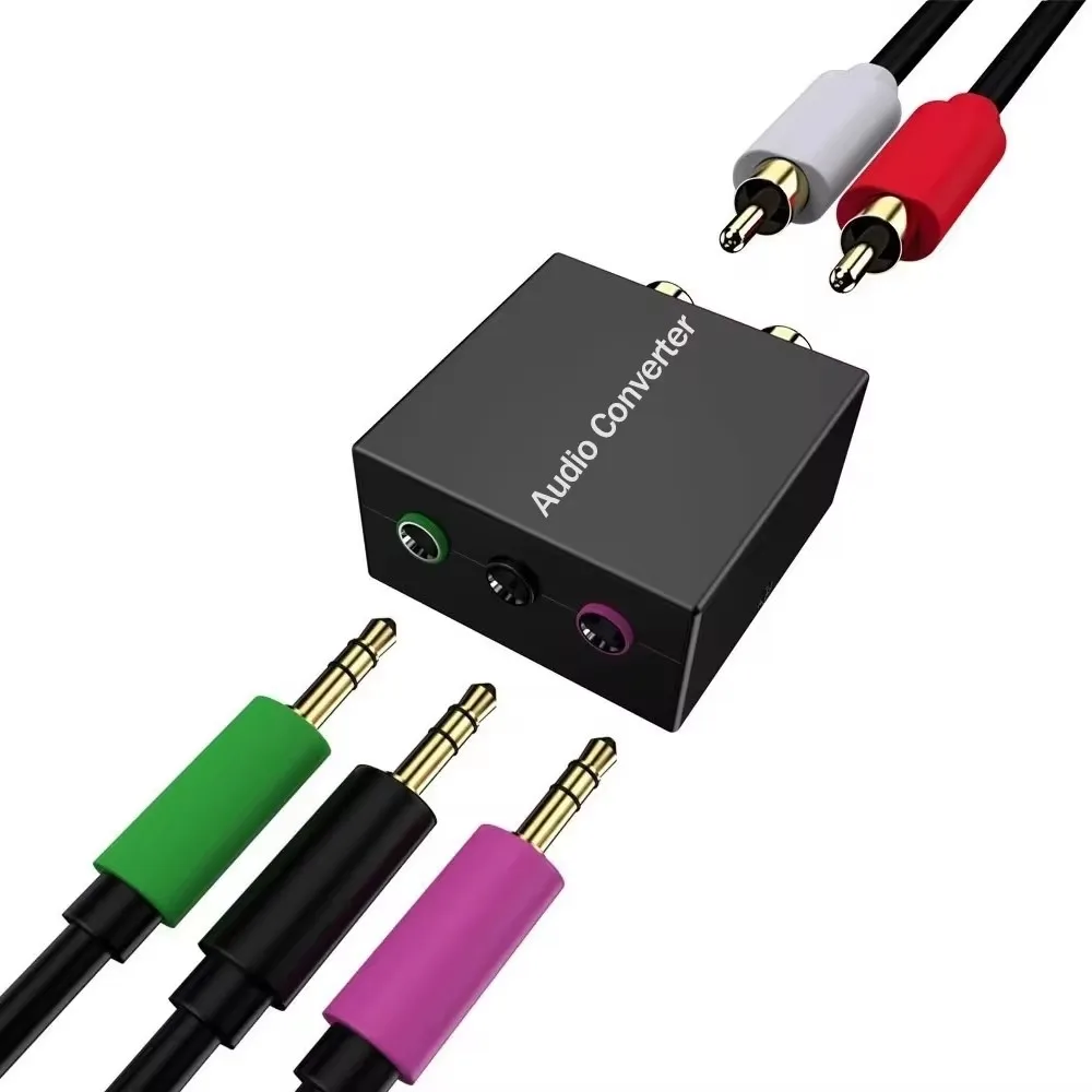 5.1 Audio Console Adapter Convert Stereo RCA to 3 x 1/8 (3.5mm) Jack ...