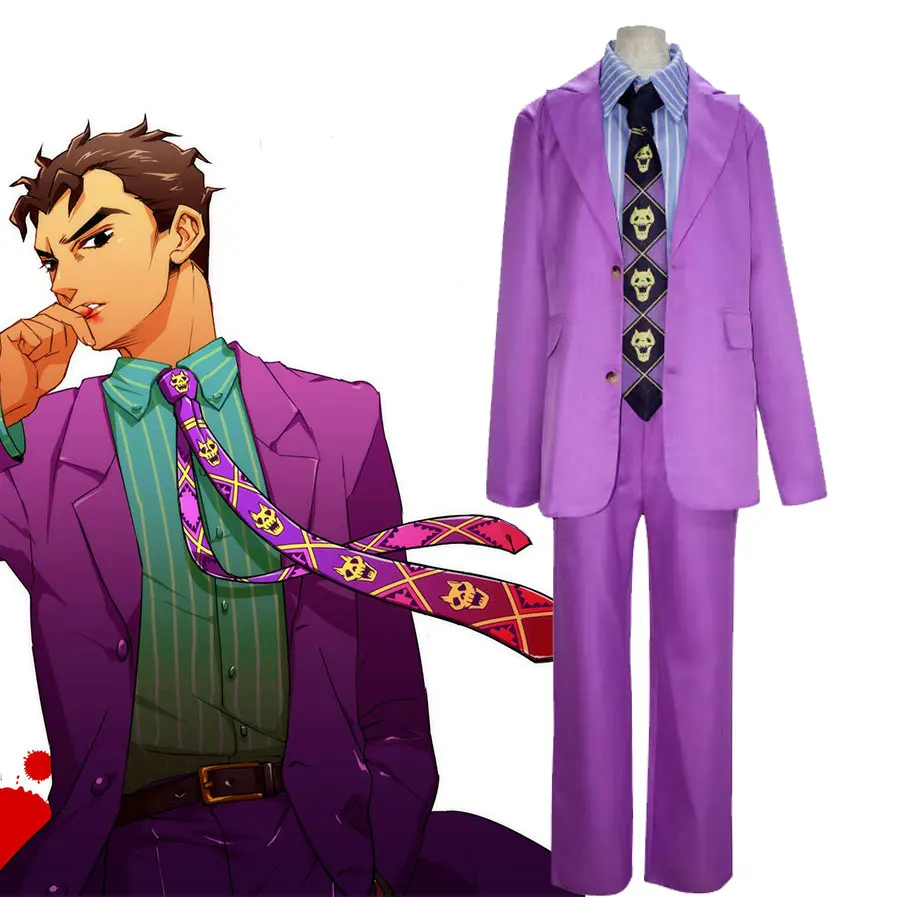 Kira Yoshikage Trajes Cosplay Anime JoJo Purple Ternos Yoshikage Kira ...