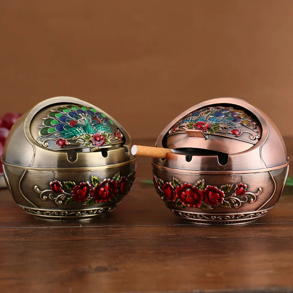 Metal-Ashtray-Smoking-Windproof-Vintage-Lid-Ornament-Retro-Cigarette ...