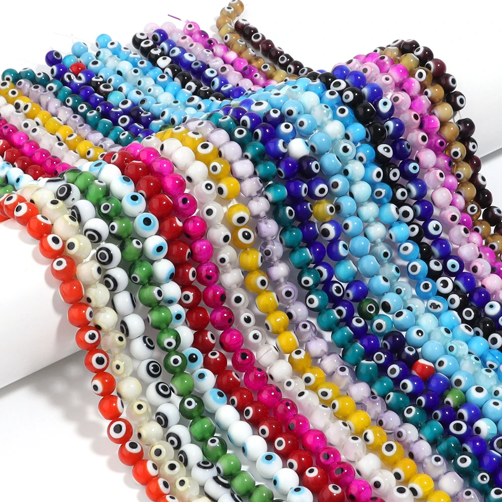 4-6-8-10-mm-Glazed-Glass-Beads-Round-Colorful-Evil-Eyes-Beads-Loose ...